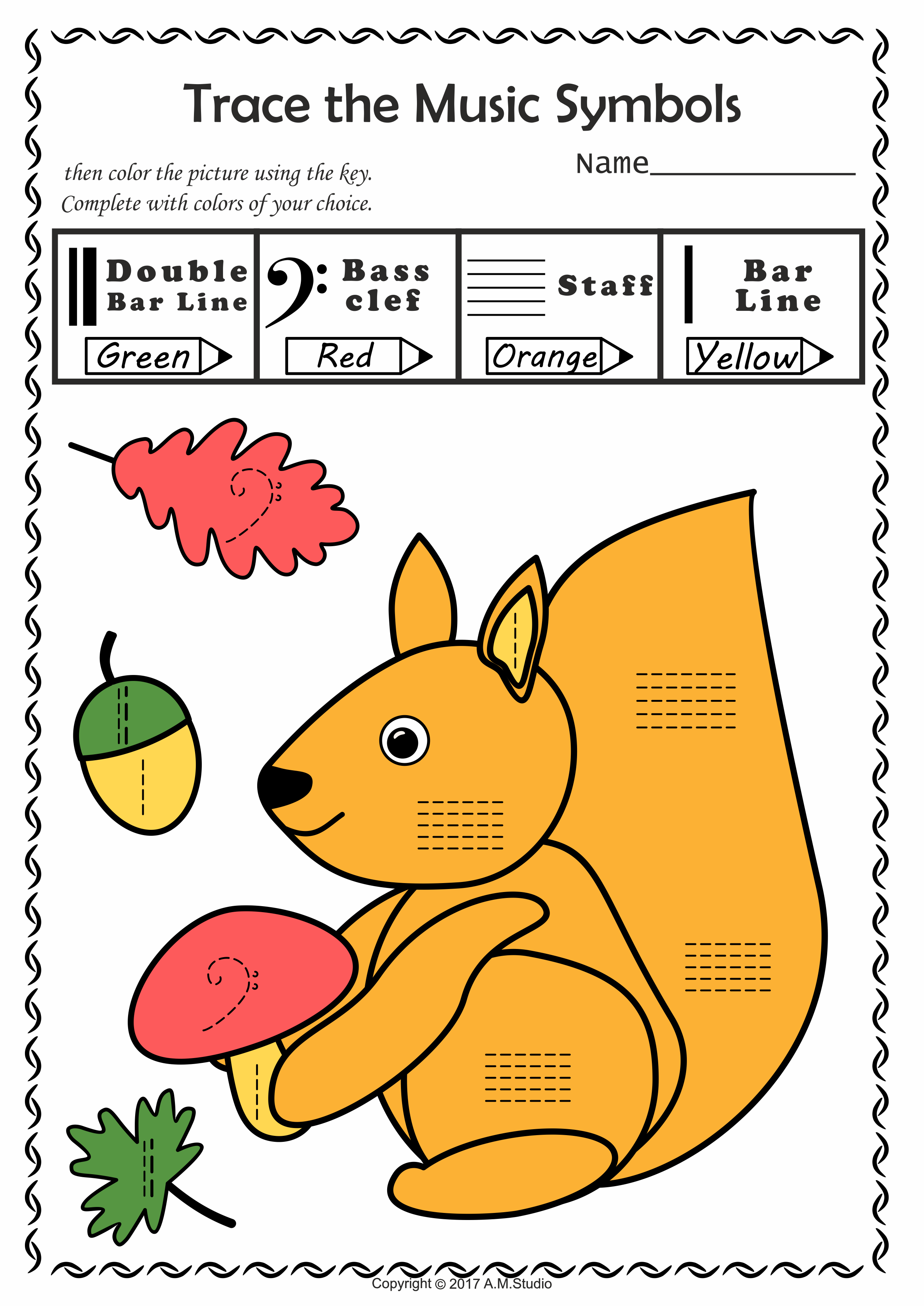 Music Trace and Color Worksheets for Young Musicians | Made By Teachers