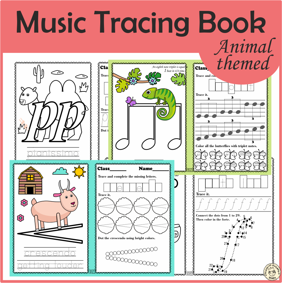 Music Tracing Book | Animal Themed | Made By Teachers