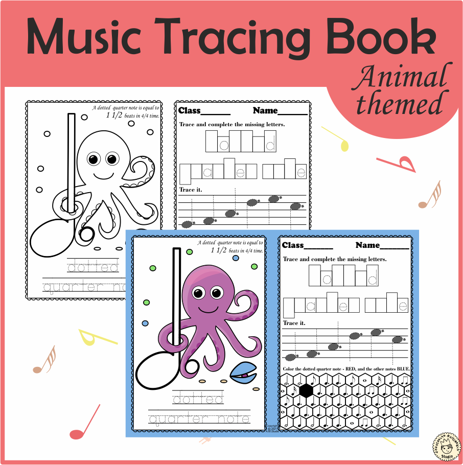 Music Tracing Book | Animal Themed - Made By Teachers