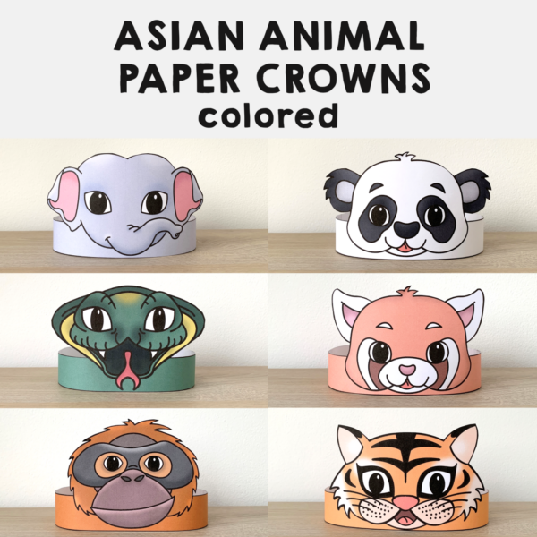 Asian Animals Paper Crowns Printable Costume Craft Activity | Made By ...