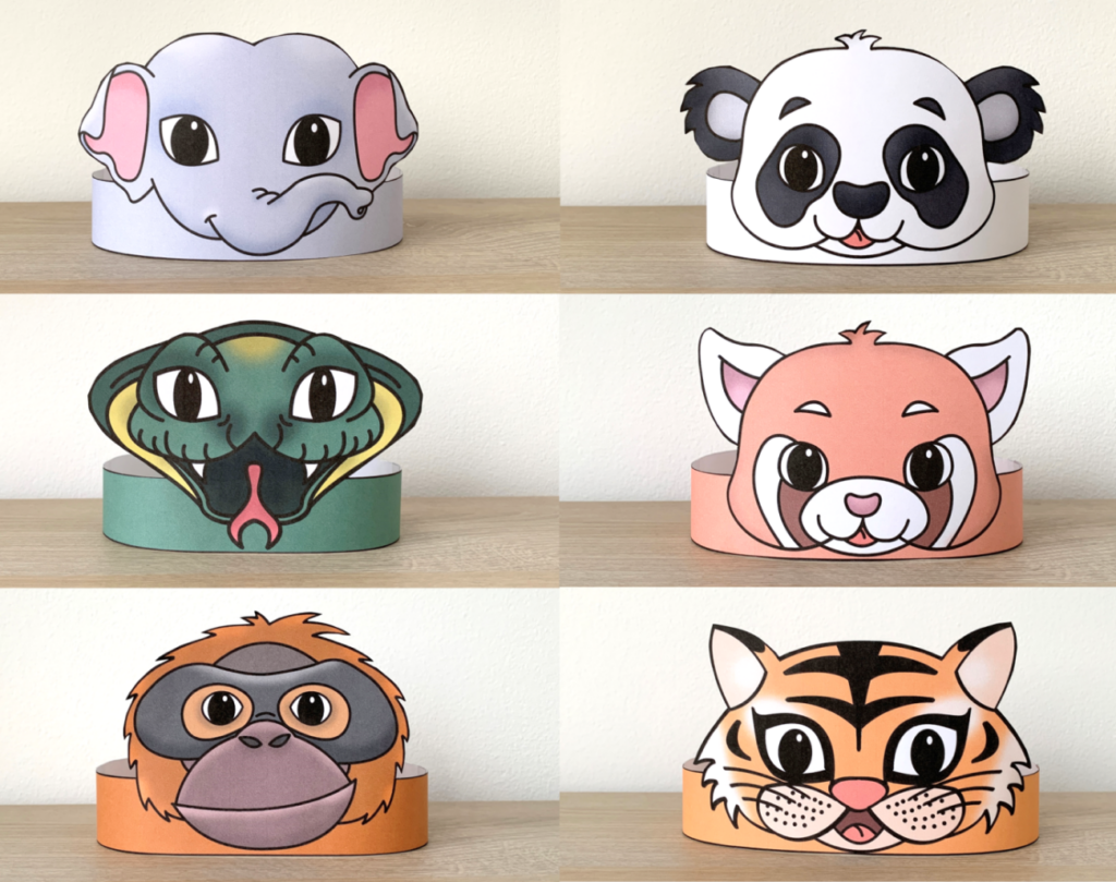Asian Animals Paper Crowns Printable Costume Craft Activity | Made By ...