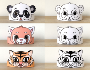 Asian Animals Paper Crowns Printable Coloring Craft Activity | Made By ...