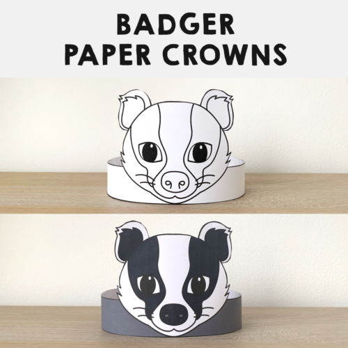 Badger Paper Crowns Printable Forest Animal Coloring Craft - Made By ...