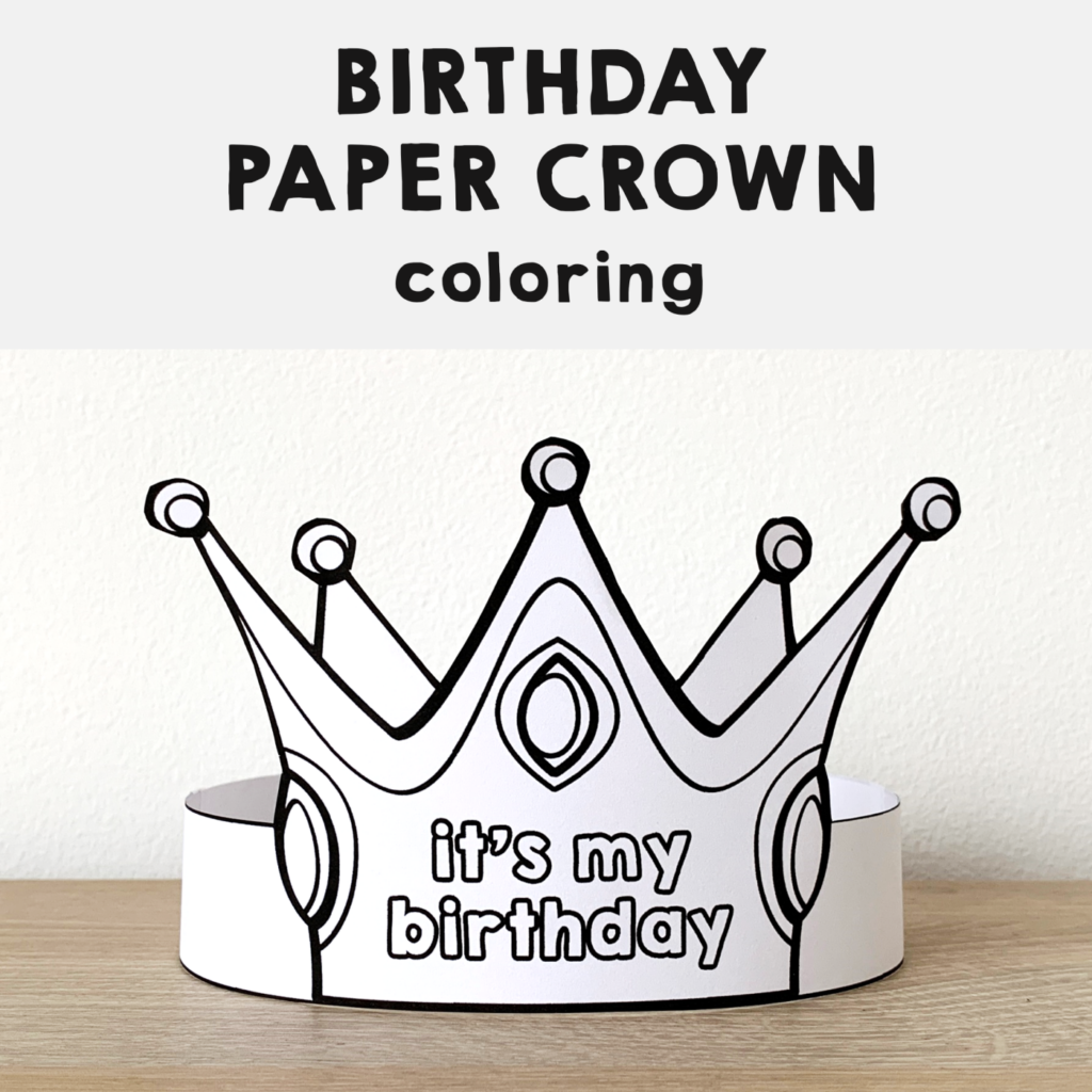 Happy Birthday Paper Crowns Headbands Hats Printable Coloring Craft ...