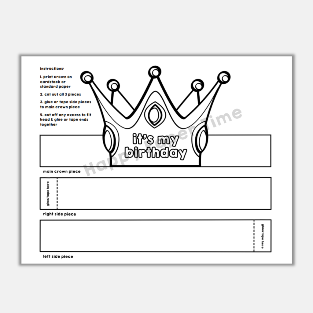 Birthday Paper Crown Printable Party Coloring Craft | Made By Teachers