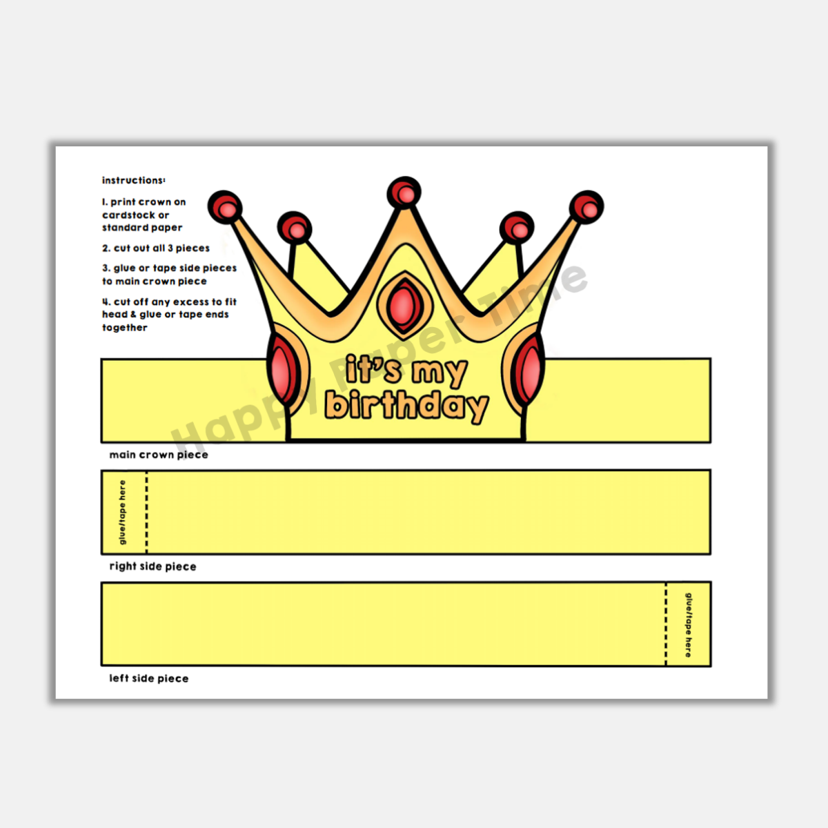 Birthday Paper Crown Printable Party Costume Craft | Made By Teachers