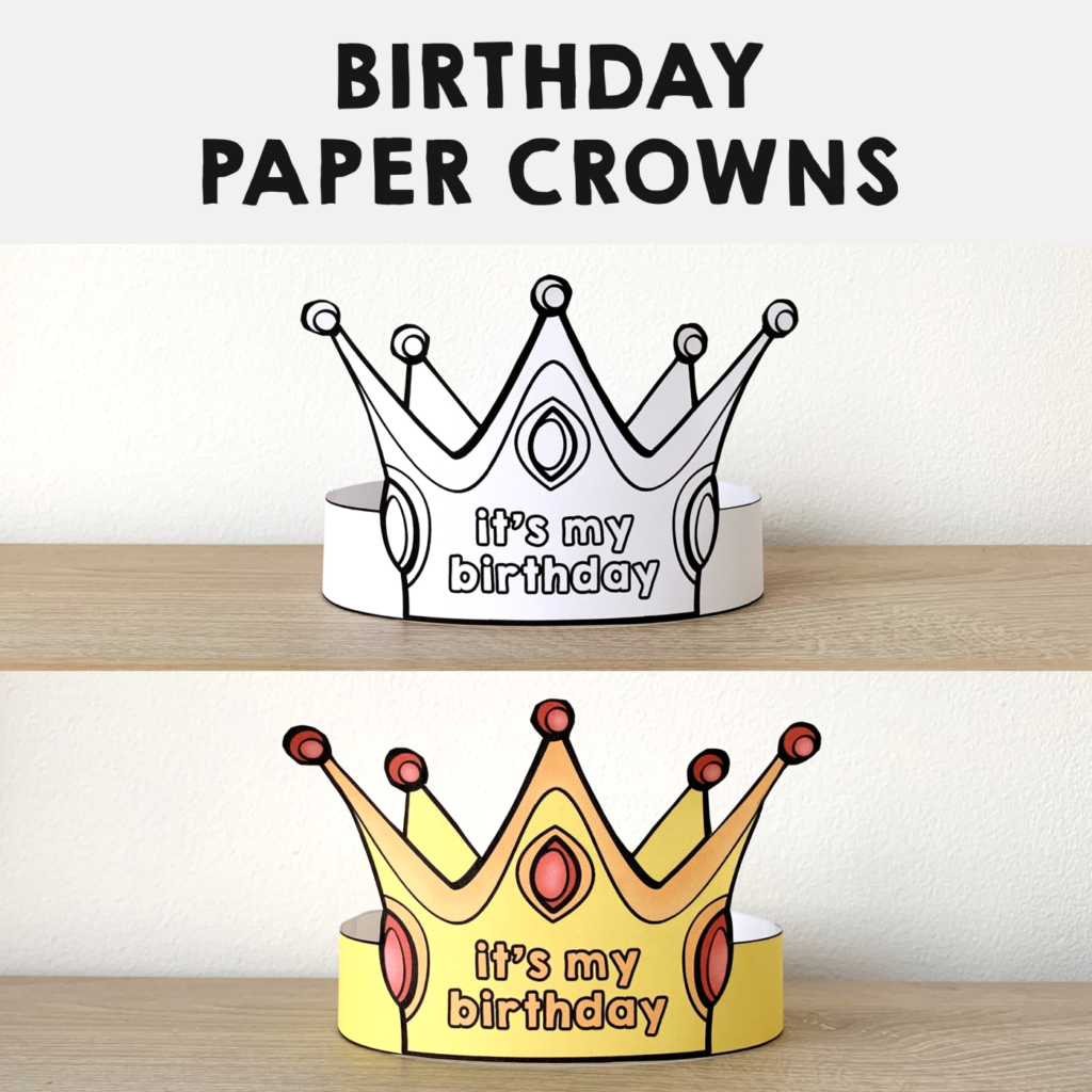 Birthday Paper Crown Printable Party Coloring Costume Craft | Made By ...