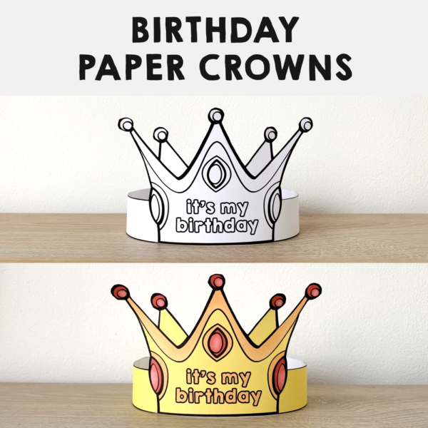 Birthday Paper Crown Printable Party Coloring Costume Craft | Made By ...