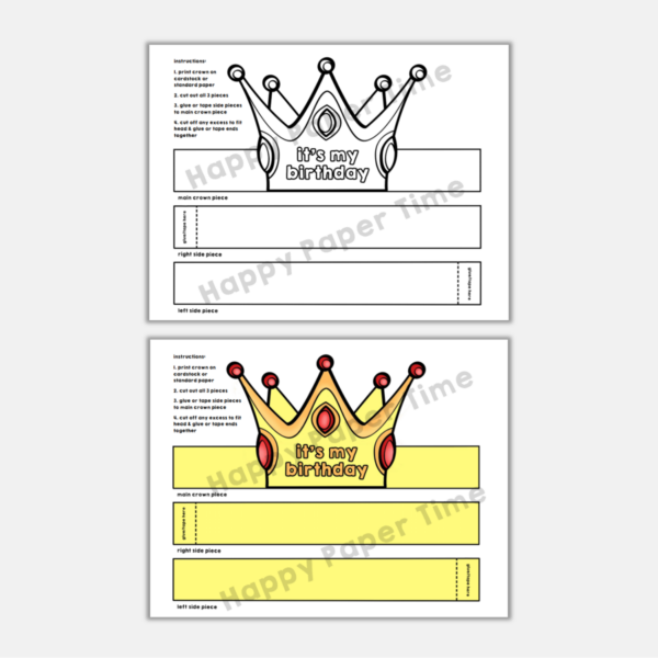 Birthday Paper Crown Printable Party Coloring Costume Craft | Made By ...