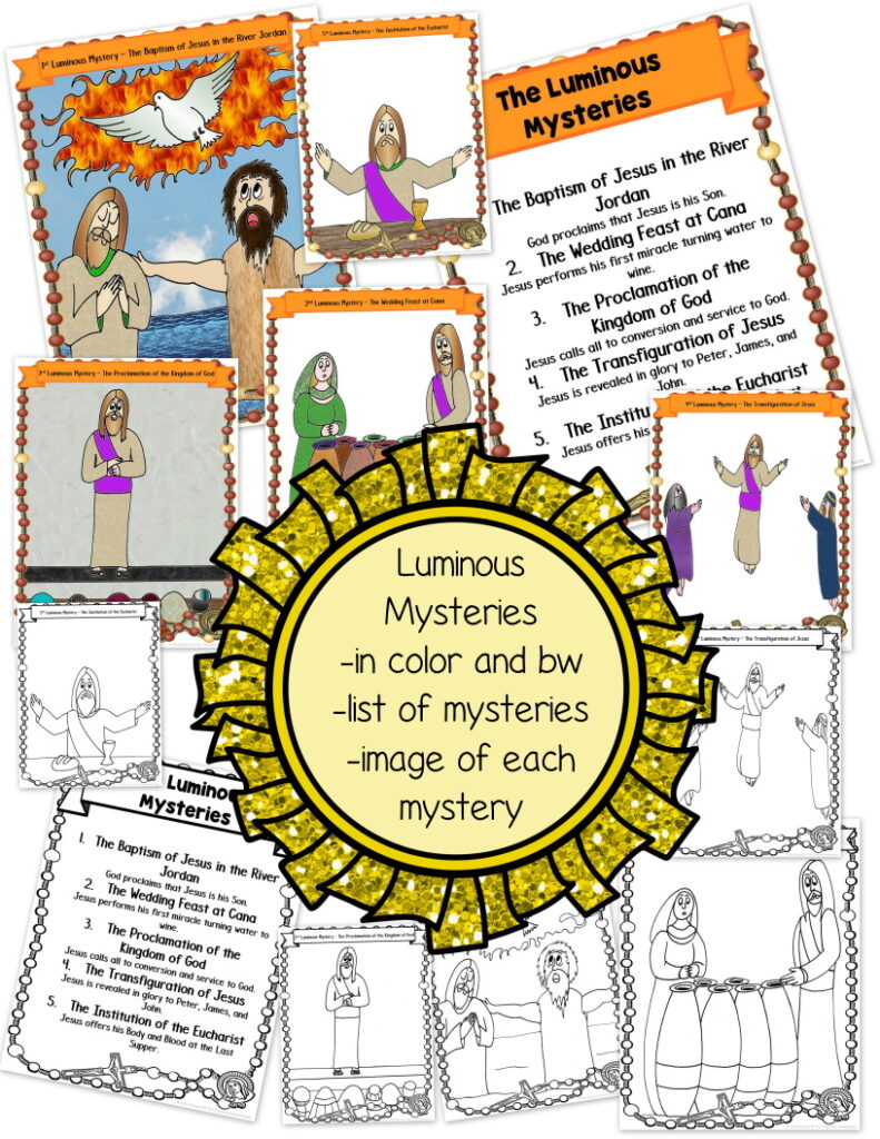 Mysteries of the Rosary Posters and Coloring Pages - Made By Teachers