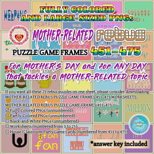 Fully Colored HALLOWEEN Rebus Frames 121-140 PNGs - Made By Teachers