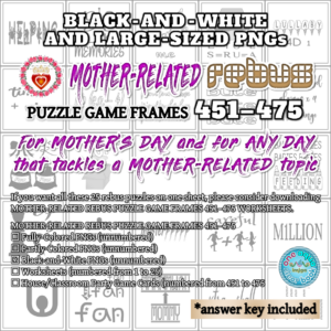 Black-and-White Rebus Puzzle Game Frames 1-100 PNG - Made By Teachers