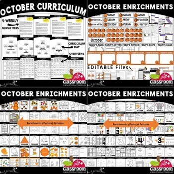 OCTOBER PRESCHOOL PREK KINDERGARTEN CURRICULUM MONTHLY LESSON PLANS ...