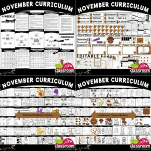 NOVEMBER PRESCHOOL PREK KINDERGARTEN CURRICULUM MONTHLY LESSON PLANS ...