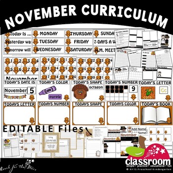 NOVEMBER PRESCHOOL PREK KINDERGARTEN CURRICULUM MONTHLY LESSON PLANS ...