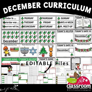 DECEMBER PRESCHOOL PREK KINDERGARTEN CURRICULUM MONTHLY LESSON PLANS ...