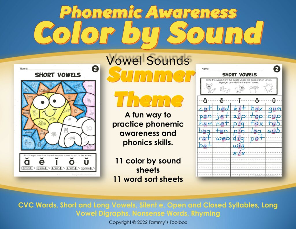 Summer Phonics Sound Coloring Pages for Phonemic Awareness | Made By ...