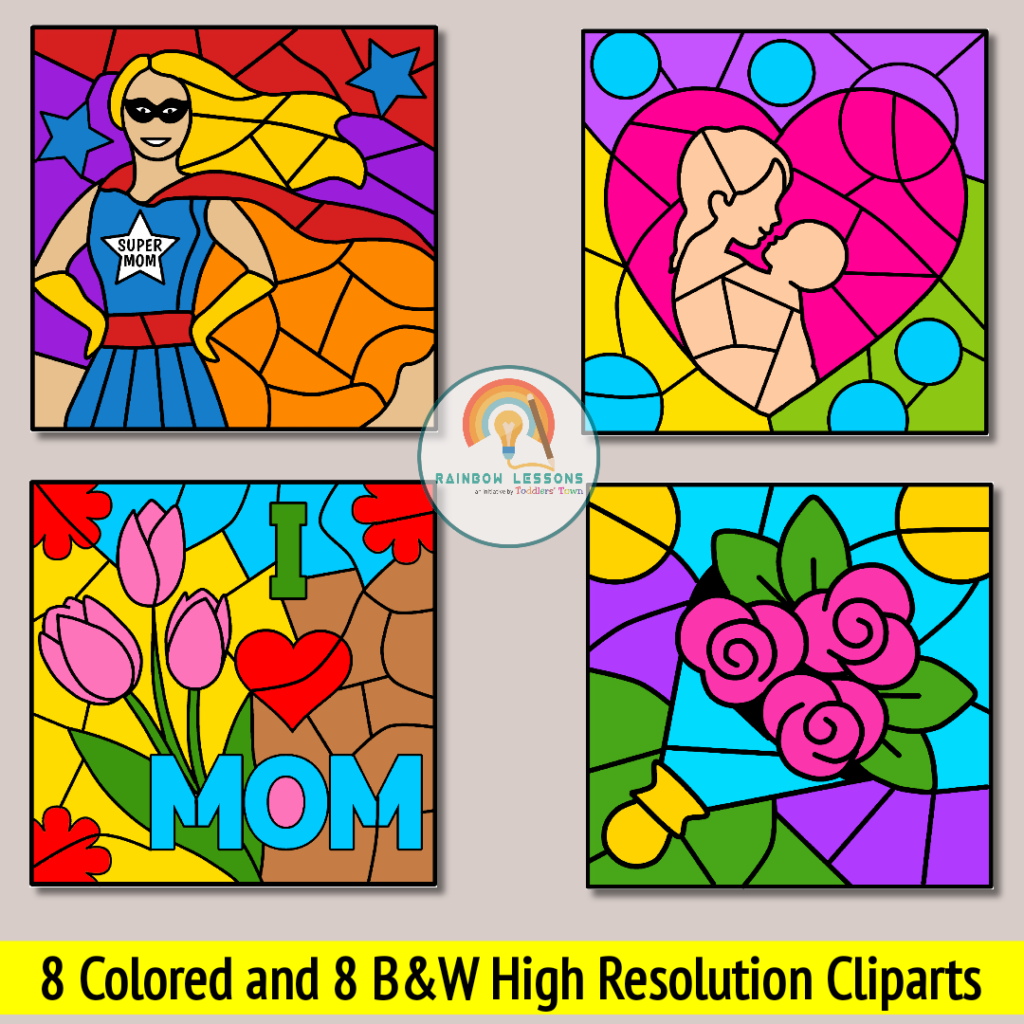 Mothers Day Color By Number Clipart | Mothers Day Clip Art | Mother's ...