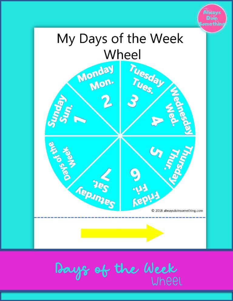 Preschool Morning Time | Days of the week | Printable Days Wheel - Made ...