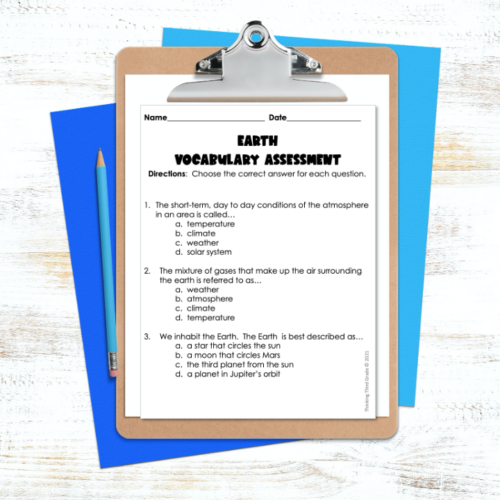Science Vocabulary Assessments | Earth Sun Planets | Quiz Test Review ...