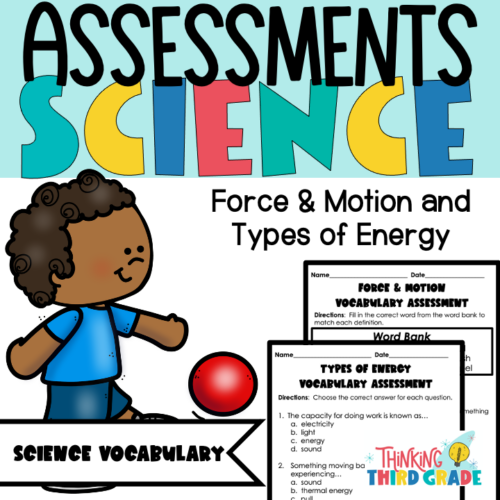 Science Vocabulary Assessments | Force Motion Energy | Quiz Test Review ...