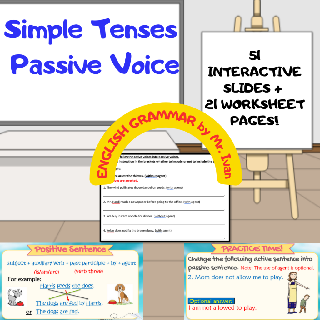 Simple Tenses Passive Voice for Power Point Slides and PDF Worksheets ...