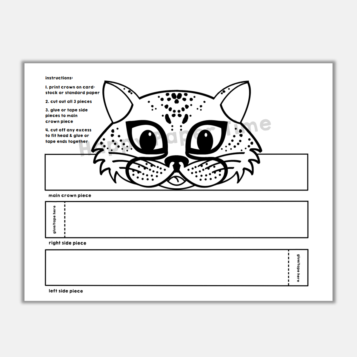 Cheetah Paper Crown Printable Safari Animal Coloring Craft | Made By ...