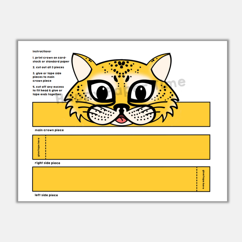 Cheetah Paper Crown Printable Safari Animal Costume Craft | Made By ...