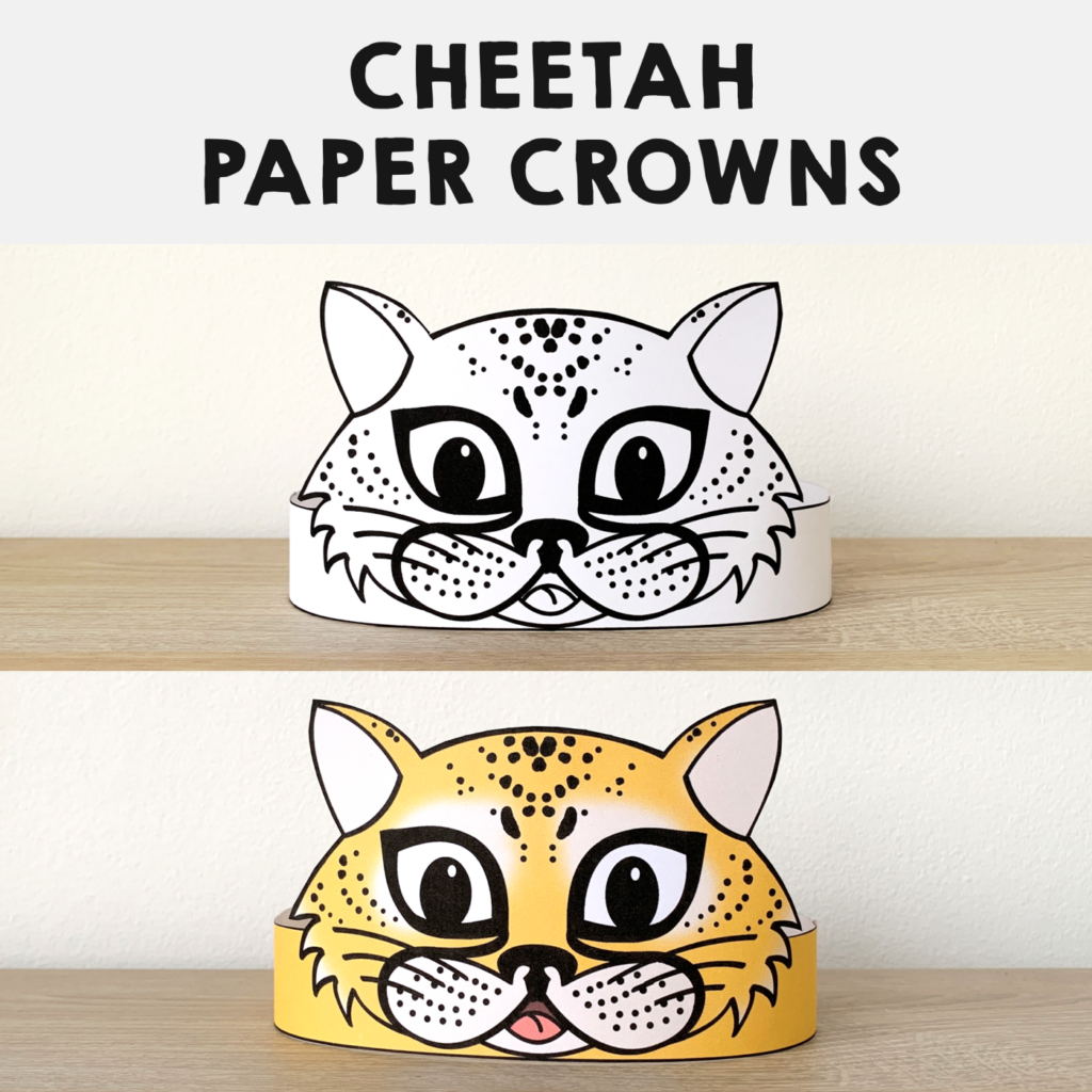 Cheetah Paper Crown Printable Safari Animal Coloring Craft | Made By ...
