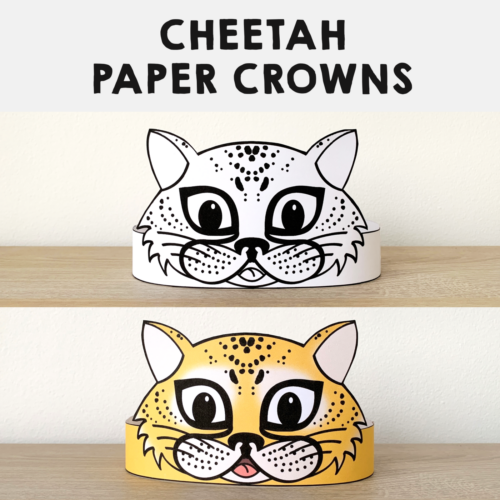 Cheetah Paper Crown Printable Safari Animal Coloring Craft | Made By ...