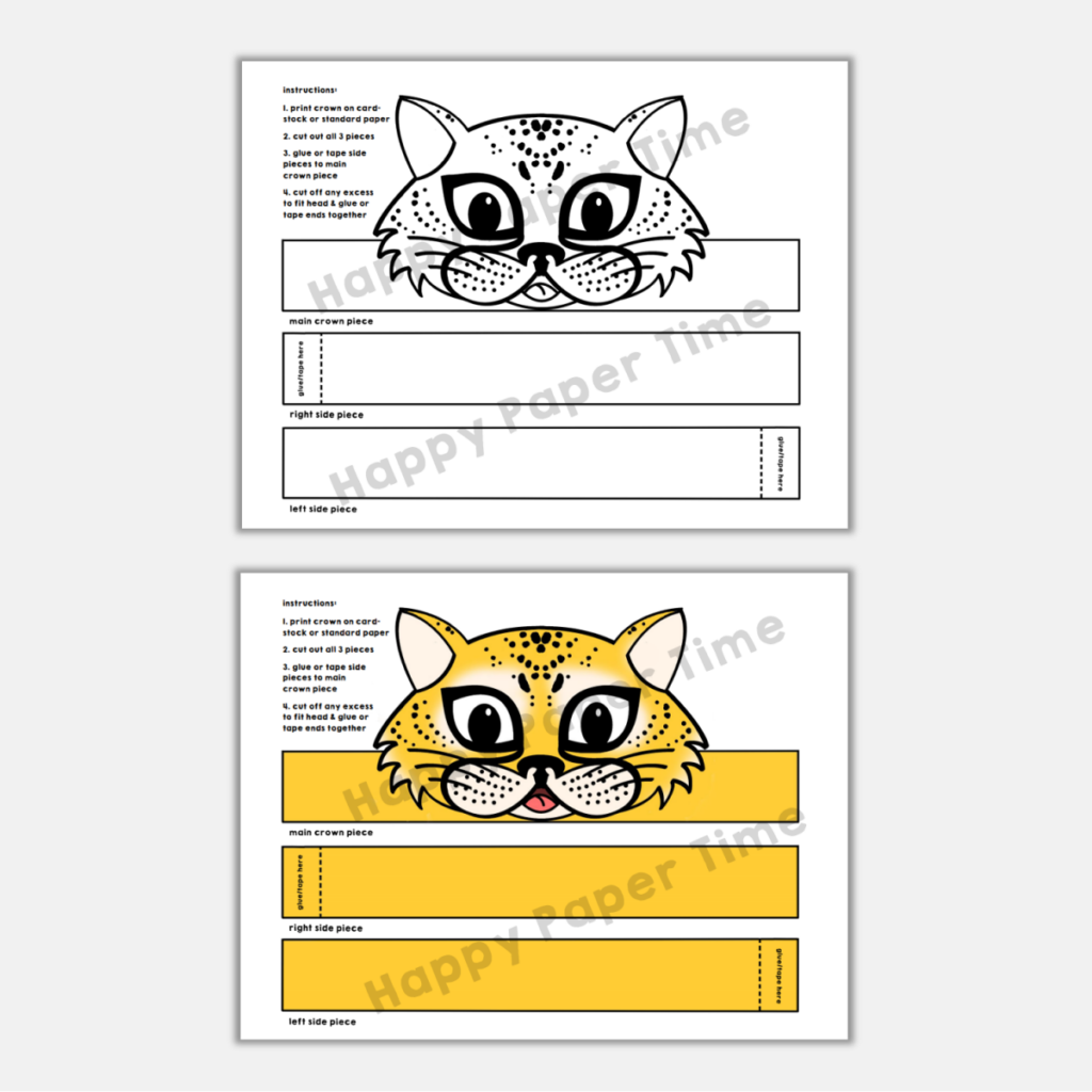 Cheetah Paper Crowns Printable Safari Animal Coloring Craft | Made By ...