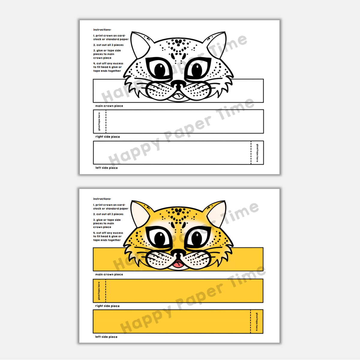 Cheetah Paper Crowns Printable Safari Animal Coloring Craft | Made By ...