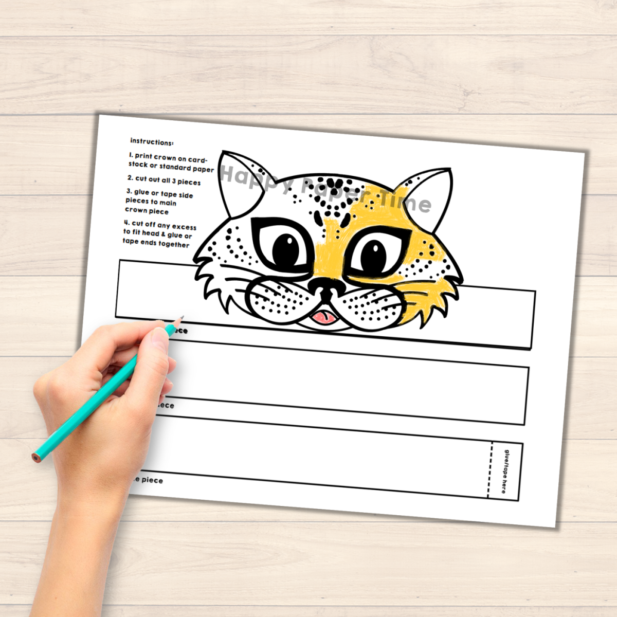 Cheetah Paper Crowns Printable Safari Animal Coloring Craft - Made By ...