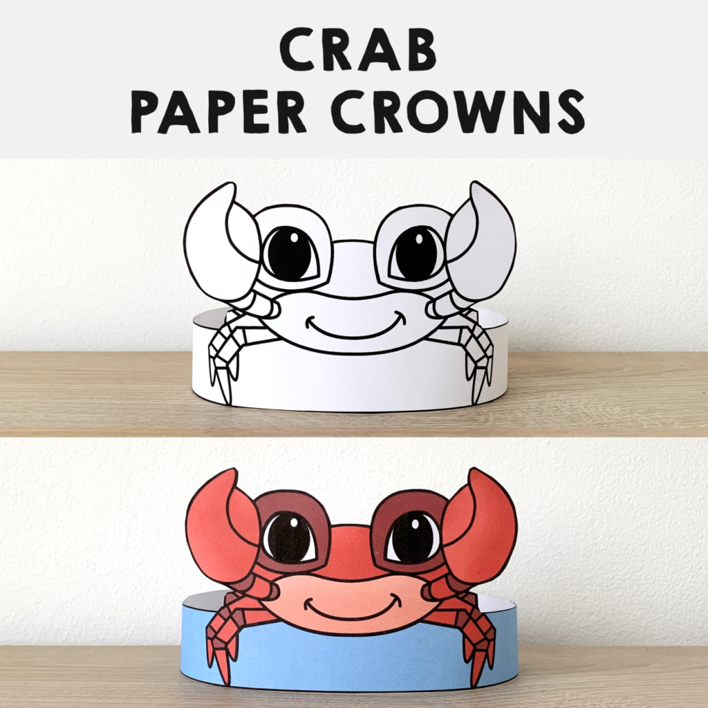 Crabs Paper Crowns Printable Ocean Animal Coloring Craft | Made By Teachers