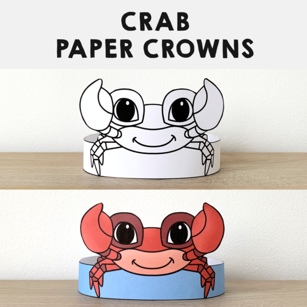 Crabs Paper Crowns Printable Ocean Animal Coloring Craft | Made By Teachers