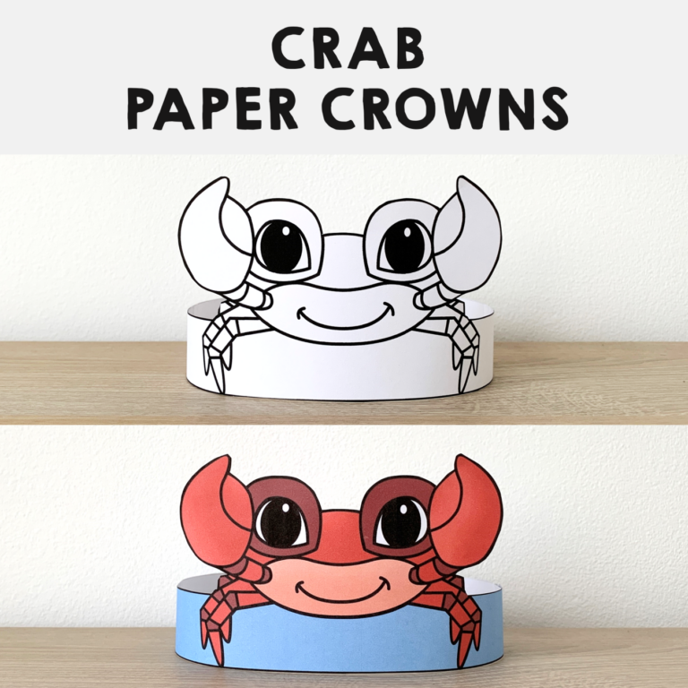 Crabs Paper Crowns Printable Ocean Animal Coloring Craft | Made By Teachers