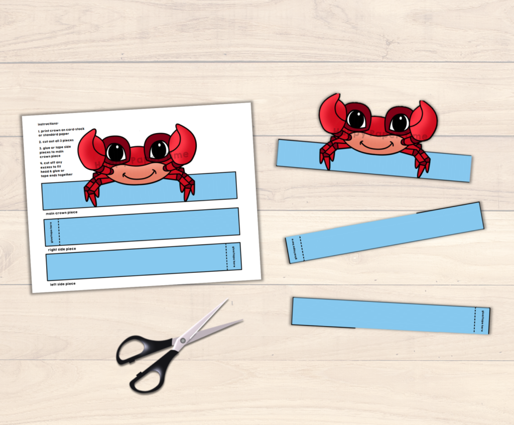 Crabs Paper Crowns Printable Ocean Animal Coloring Craft | Made By Teachers