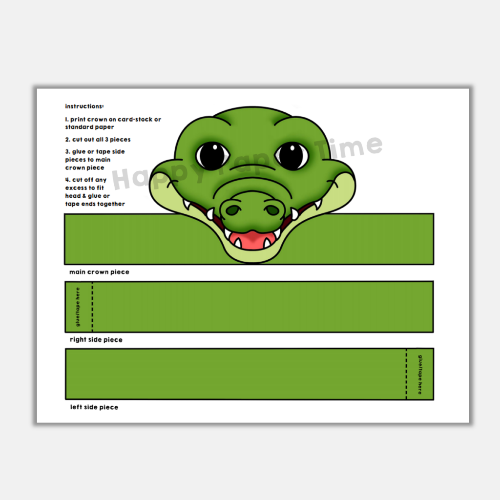 Crocodile Paper Crown Printable Australian Animal Costume Craft | Made ...