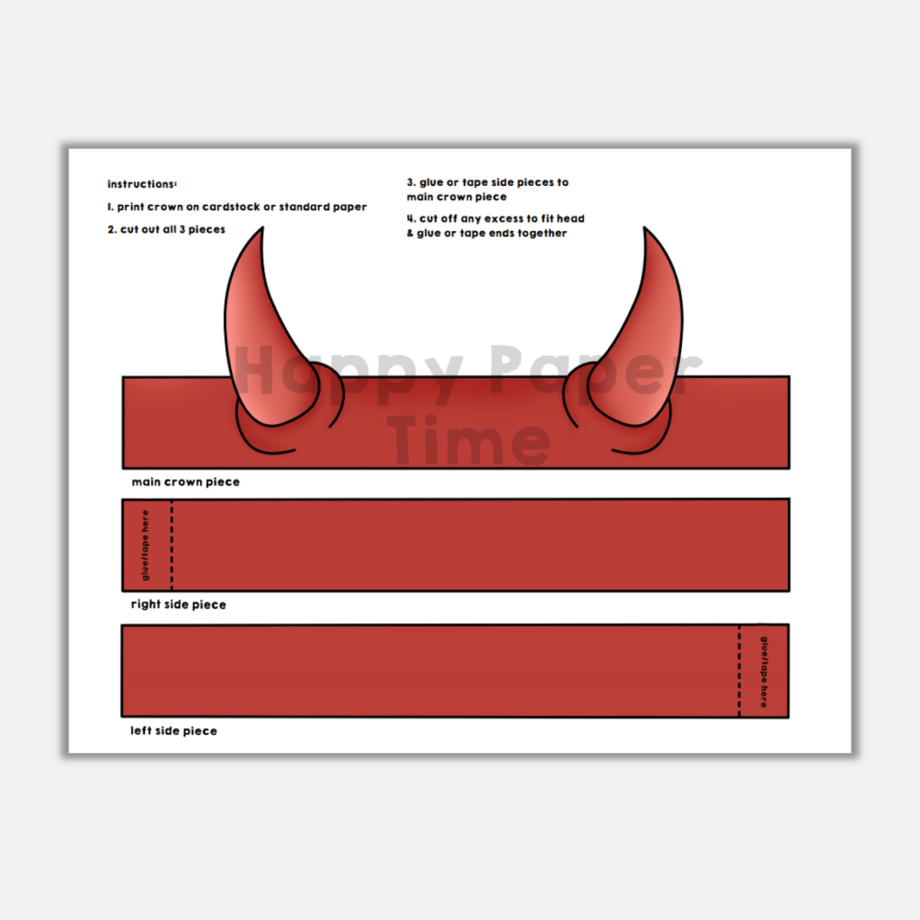 Devil Paper Crown Printable Halloween Costume Craft - Made By Teachers