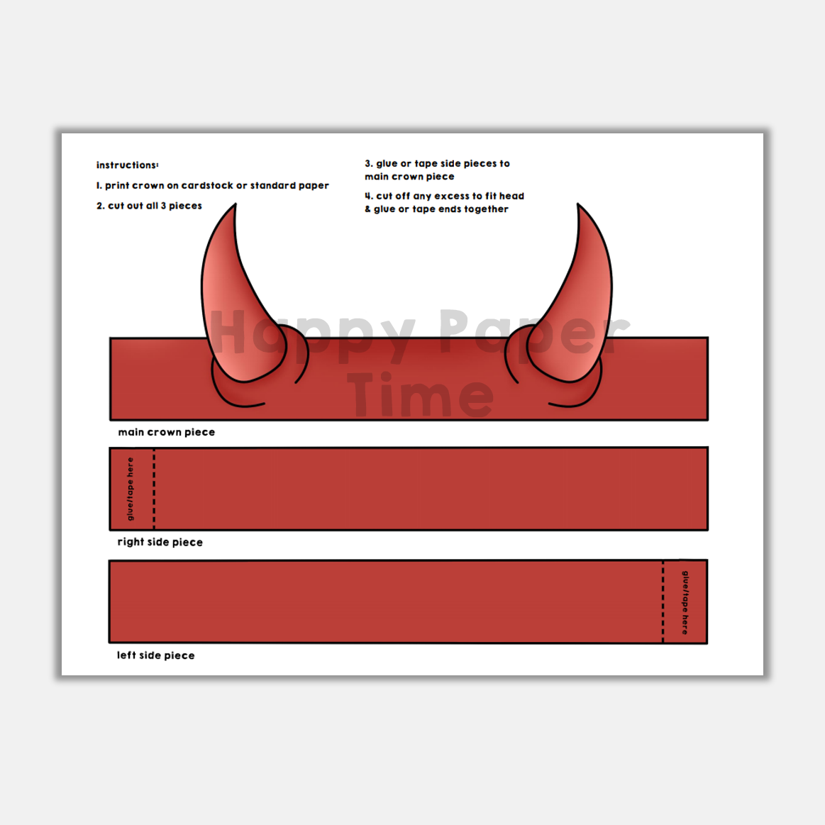 Devil Paper Crown Printable Halloween Costume Craft - Made By Teachers