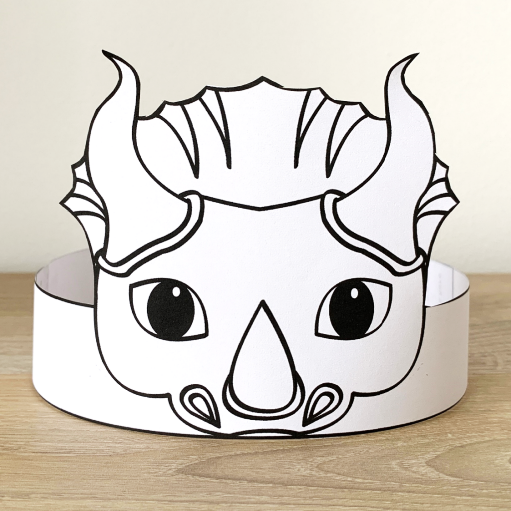 Triceratops Paper Crown Printable Dinosaur Coloring Craft | Made By ...