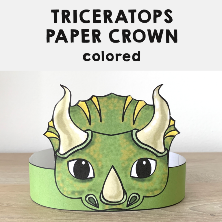 Triceratops Paper Crowns Printable Dinosaur Coloring Craft - Made By ...