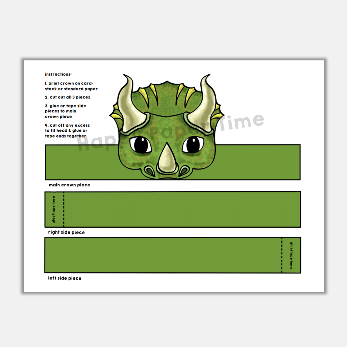 Triceratops Paper Crown Printable Dinosaur Costume Craft | Made By Teachers