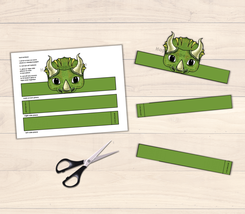 Triceratops Paper Crown Printable Dinosaur Costume Craft - Made By Teachers