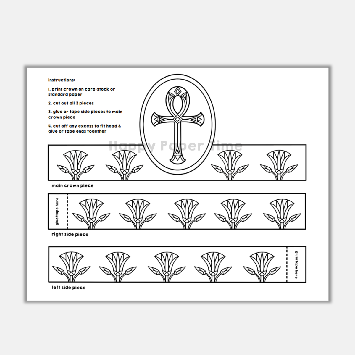 Ankh Paper Crown Printable ancient Egypt Coloring Craft | Made By Teachers