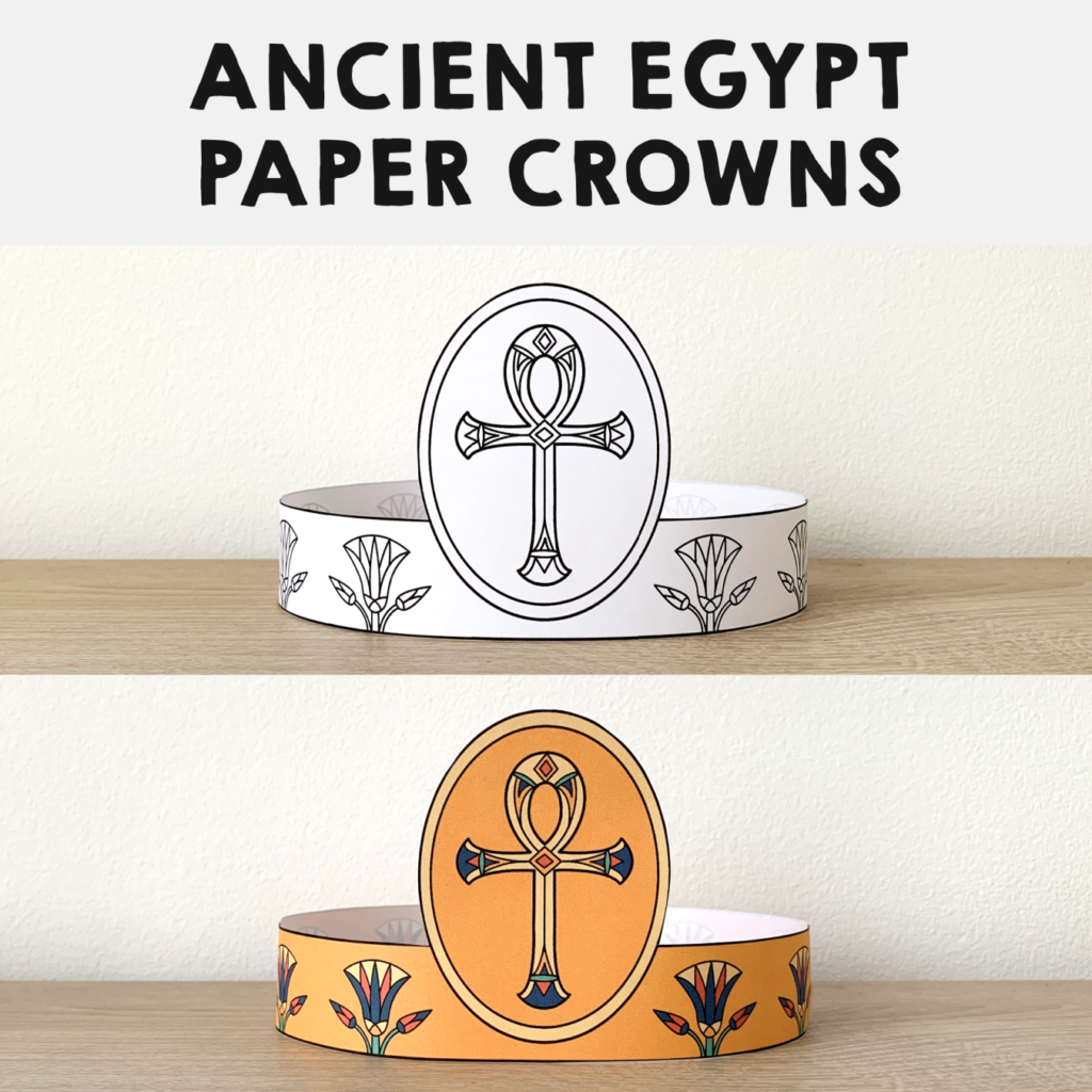 Ankh Paper Crowns Printable ancient Egypt Coloring Craft | Made By Teachers