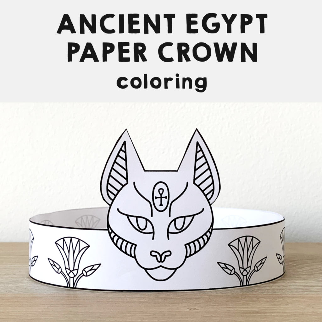 Ancient Egypt Paper Crowns Printable Coloring Craft Activity - Made By ...
