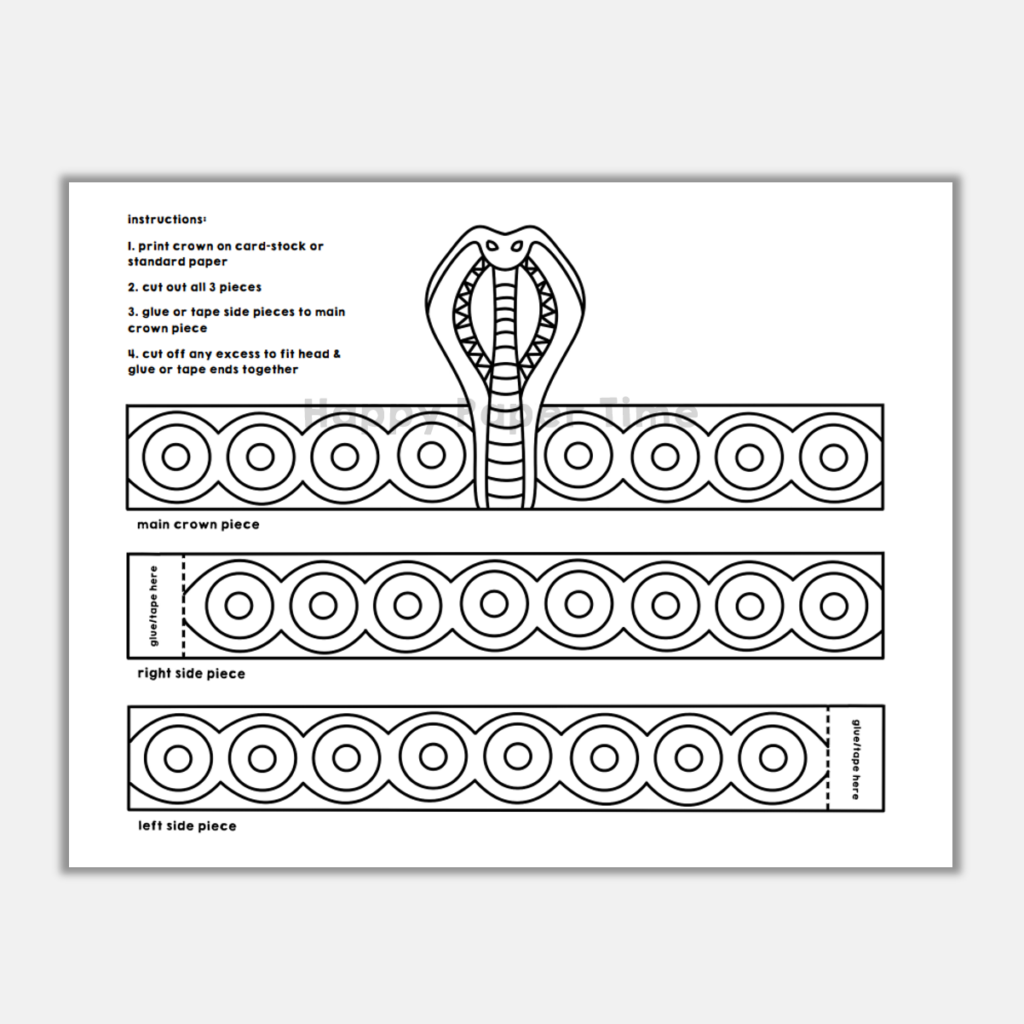 Cobra Paper Crown Printable ancient Egypt Coloring Craft | Made By Teachers