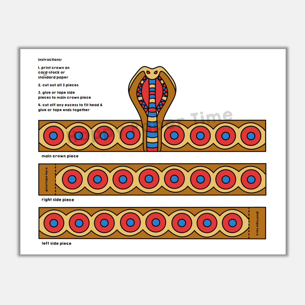 Cobra Paper Crown Printable ancient Egypt Costume Craft | Made By Teachers