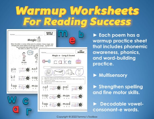 Magic E Decodable Readers Poems and Worksheets | Made By Teachers